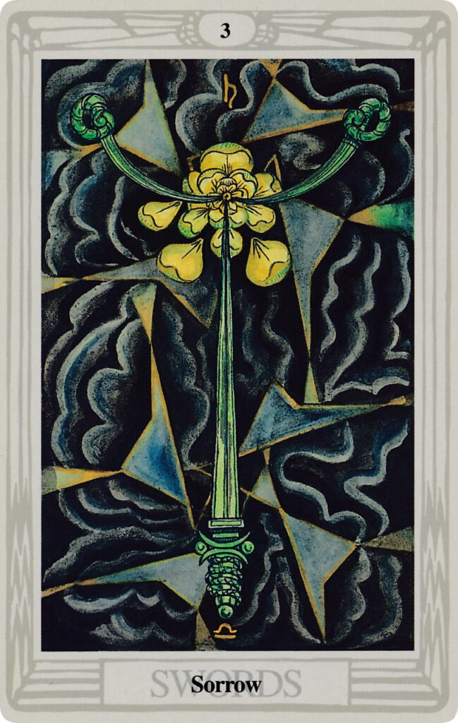 Three of Swords in Thoth Tarot: Sorrow