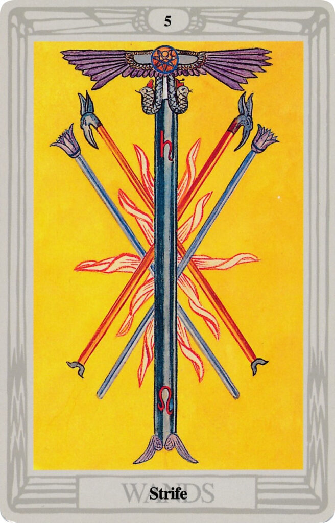Five of Wands in Thoth Tarot - Strife